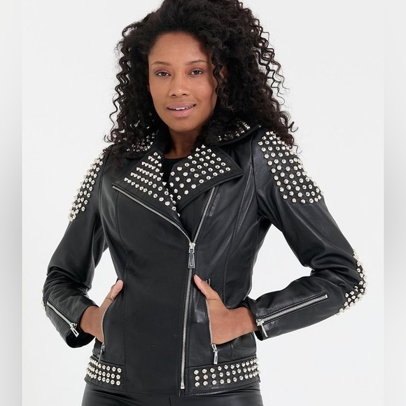 Nero Leather | Jackets & Coats | Leather Studded Punk Biker Jacket ...